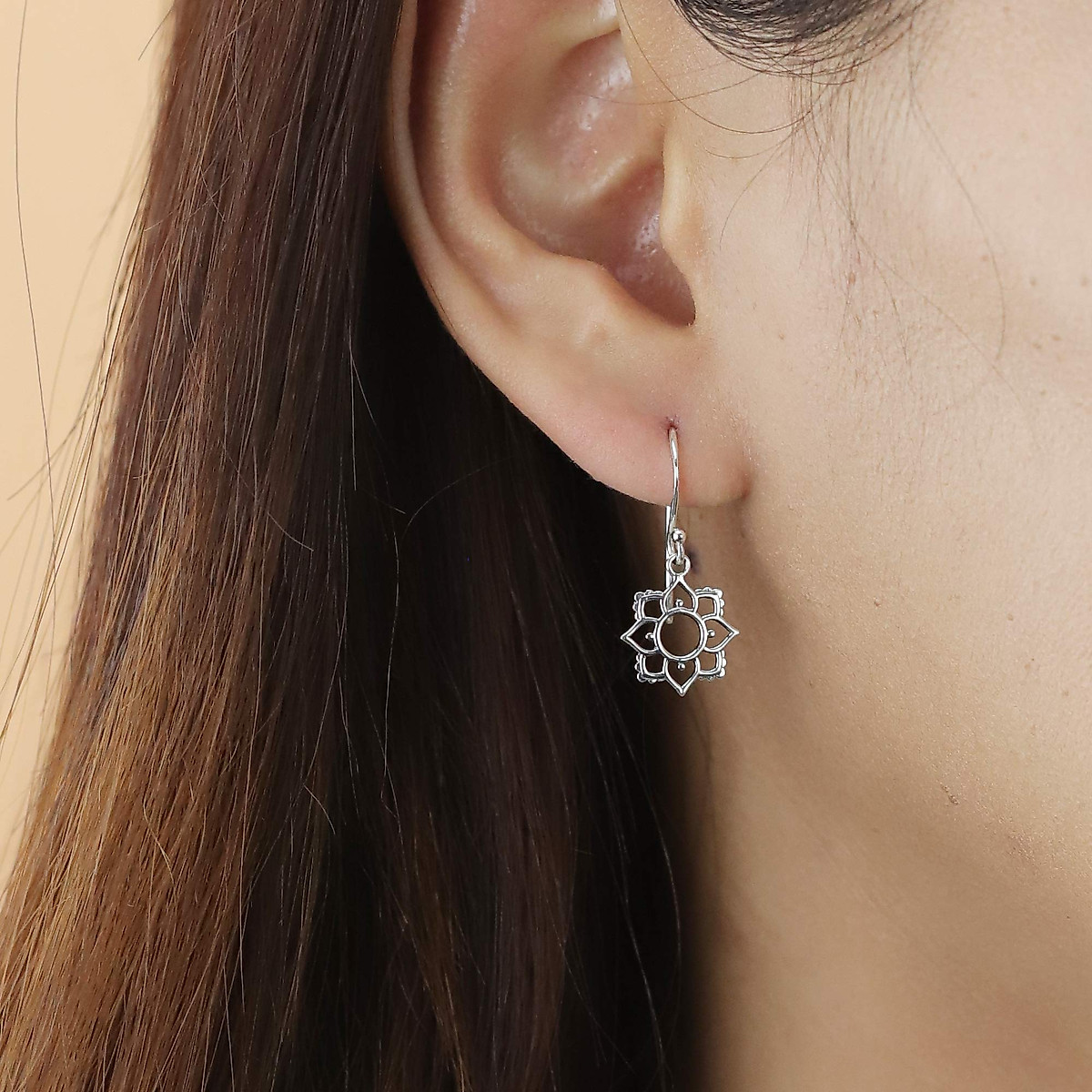 Boma Jewelry Sterling Silver Lotus Dangle Earrings