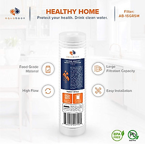 Aquaboon 5 Micron 10" x 2.5" Grooved Sediment Water Filter Replacement Cartridge for Any 10 inch RO Unit, Whole House Sediment Filtration, Compatible with P5, AP110, WFPFC5002, CFS110, RS14, 6-Pack