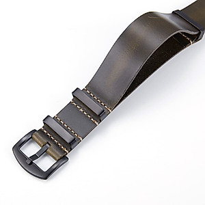 BINLUN Leather Watch Band Crazy Horse Oiled Leather Watch Straps 18mm 19mm 20mm 21mm 22mm 24mm Replacement One-Piece Watchbands for Men and Women Silver & Black Buckle