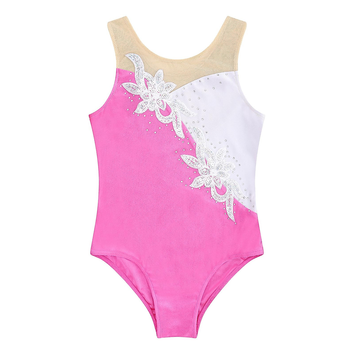 Linjinx Gymnastics Leotards for Girls One-piece Sparkle Diamonds Metallic Ballet Dancing Athletic Bodysuit Jumpsuit Pink 12 Years