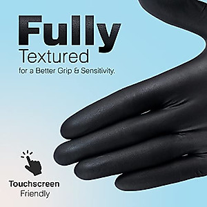 Heavy Duty Disposable Gloves Latex Free | 6.5 Mil Black Nitrile Gloves Large | 100 Count Powder Free Chemical Resistant Gloves | Food Grade, Food Safe, | Janitorial, Kitchen, & Mechanic Gloves