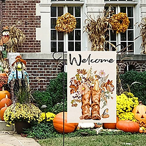 Balgardekor Welcome Boots Garden Flag Cowboys Flag Cowgirl themed garden flag decorative Flag Vertical Double Sided Flower Bird Spring Summer Autumn Fall Yard Outdoor Decor 12.5 x 18 Inches(Welcome Boots)