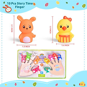 FUN LITTLE TOYS 10 PCS Bunny Chick Finger Puppet for Easter Basket Stuffers, Include 5 Bunnies & 5 Chicks