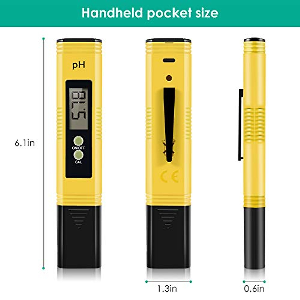 Digital PH Meter, PH Meter 0.01 PH High Accuracy Water Quality Tester with 0-14 PH Measurement Range for Household Drinking, Pool and Aquarium Water PH Tester Design with ATC