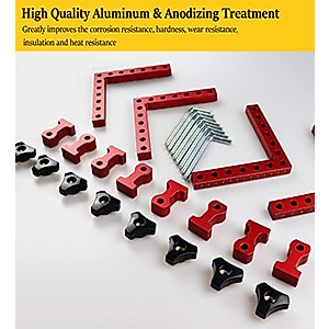 Domybear 90 Degree Positioning Squares Right Angle Clamps for Woodworking Aluminium Corner Clamp Carpenter Clamping Tool for Picture Frame Box Cabinets Drawers 4 Pack 5.5"*5.5"