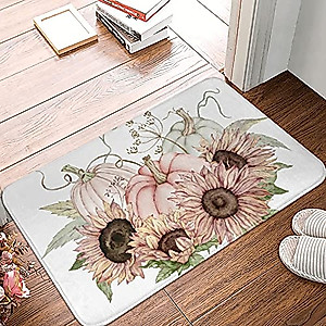 DADABULIU Bath Mat for Bathroom Pumpkin Pink Sunflower Farmhouse Rugs Shower Mats Memory Foam Rug Non Slip Tub Floor Small Soft Thick Light Absorbent Washable for Home Hotel Decor 15.7 X 23.6 Inch
