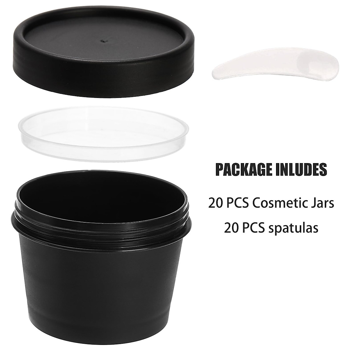 Nicunom 20 Pack Plastic Cosmetic Container Jars, 3.5 Oz Leakproof Lotion Container Travel Storage Jars Refillable Plastic Jars with Lids for Ointment, Cream, Makeup, Slime, Beauty Product