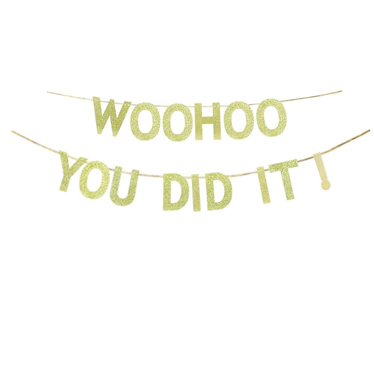 KUNGOON Woohoo You Did It Banner,Funny Congrats Grad Sign,So Proud Of You,High School/College Graduation Party Decorations Supplies Gold Glitter.