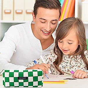 2Pcs Pencil Case Aesthetic Pen Pencil Pouch Cute Pencil Bag Large Pen Case Portable Pen Bag Big Capacity Pouch Organizer School Supplies for Teen Girls Boys Adults Small Makeup Bag (Green)