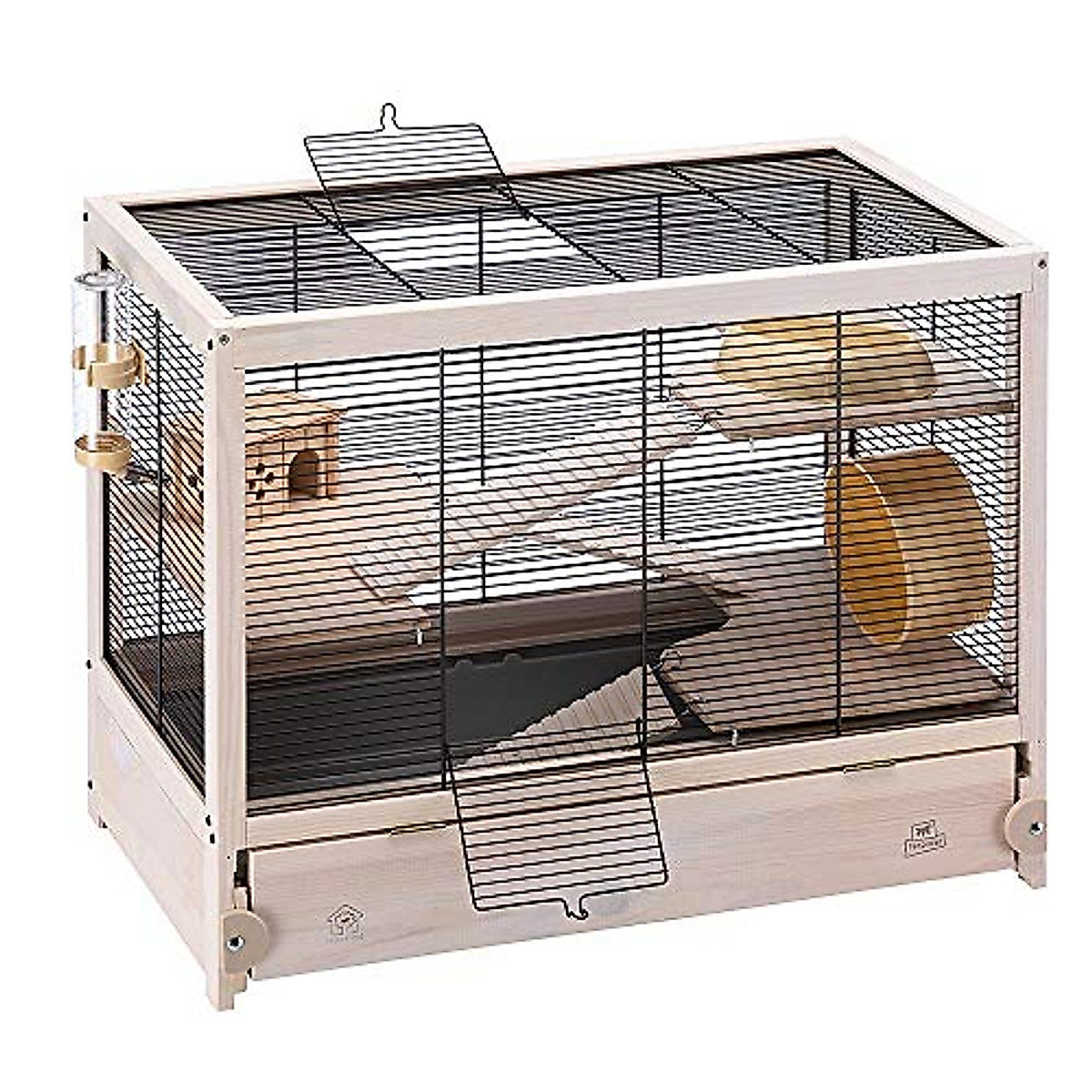 Ferplast HAMSTERVILLE Hamster Habitat Cage, Sturdy Wooden Structure, Black