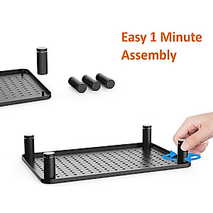 Husky Mounts Monitor Riser Laptop Stand, Adjustable Legs, Stackable, 14.5" x 9.25" x 3.25" Max Height, Matte Black Steel, 1 Stand