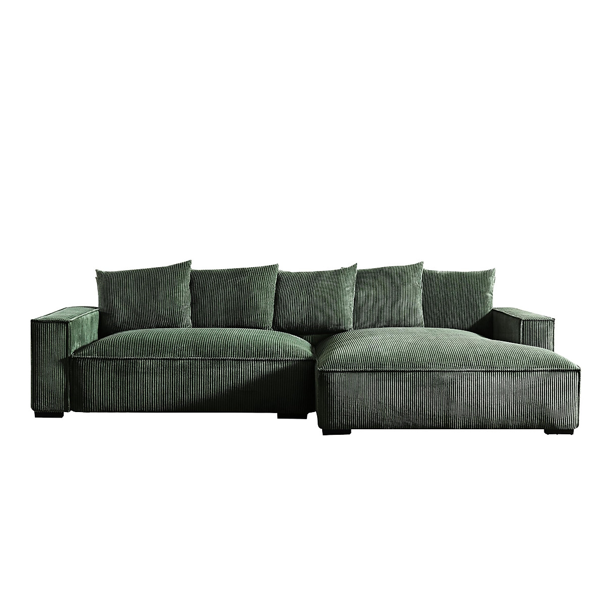 Container Furniture Direct Luxe Large Two-Piece Right Facing Sectional Sofa for Living Room, 106.7-Inch L Shaped Loveseat and Chaise, Upholstered with Corduroy Fabric, 3, Dark Green