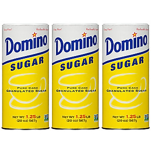 Domino White Granulated Pure Cane Sugar, 20 Oz Canister (Pack of 3)