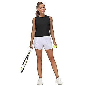 Ice Silk Workout Tops for Women Quick Dry Muscle Gym Running Shirts Sleeveless Flowy Yoga Tank Tops (Black, Medium)