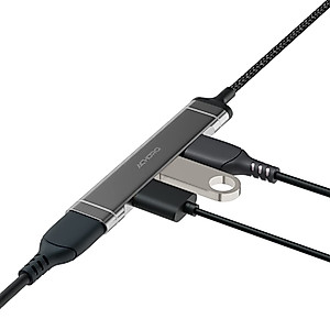 ACHORO 4 USB Hub - Nylon Braided High Speed USB 3.0 & USB 2.0 Multiple USB Port Hub - Aluminium Alloy External USB Port for Laptop, Mac, PCs, – Portable USB Port Expender & Computer USB Hub (4 Ports)