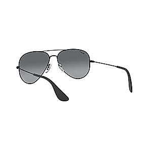 Ray-Ban RB3558 Aviator Sunglasses, Black/Polarized Light Grey Gradient Grey, 58 mm