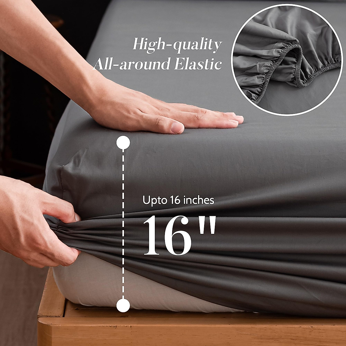 Cosybay Gray Polyester Full Size Sheet Set - Bedding Set with Cooling Effect, Extra Soft - Deep Pocket Up to 16 Inch - Wrinkle Free
