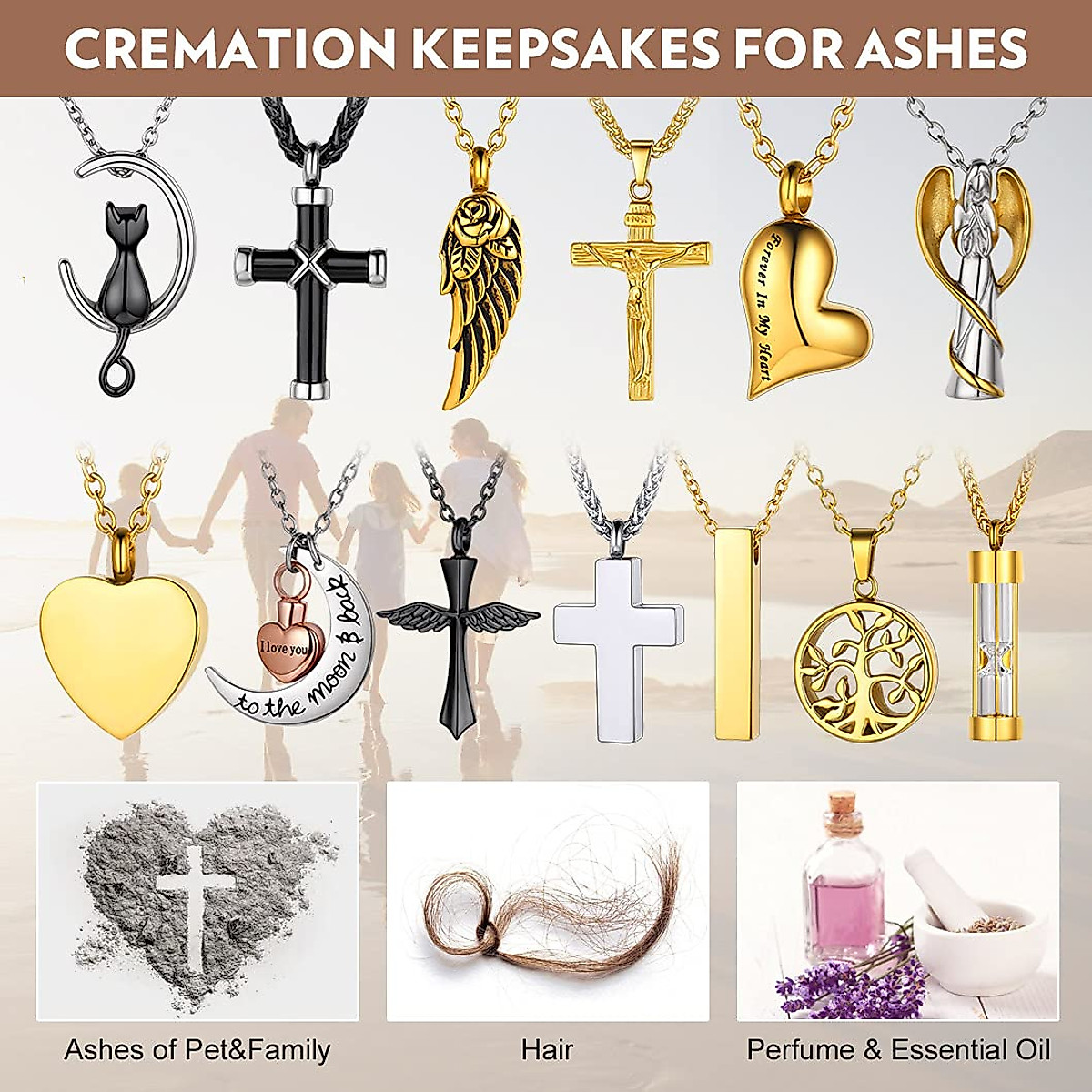 Richsteel Black Hourglass Cremation Jewelry for Ashes Grandma Husband Dog Urn Pendant Necklace with Spiga Chain 22''