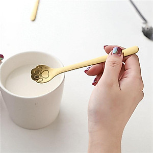 Stainless Steel Coffee Spoons, Cat Paw Teaspoons Hollow Stirring Spoons, Mixing Spoons Dessert Spoons Kitchen Accessories(Hollow Cat Paw,silver)