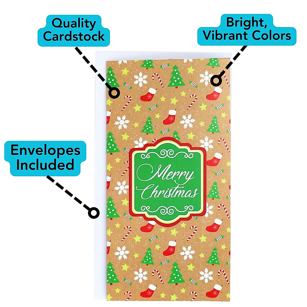 Iconikal Kraft Christmas Gift Card/Money Holders and Envelopes, 30-Count