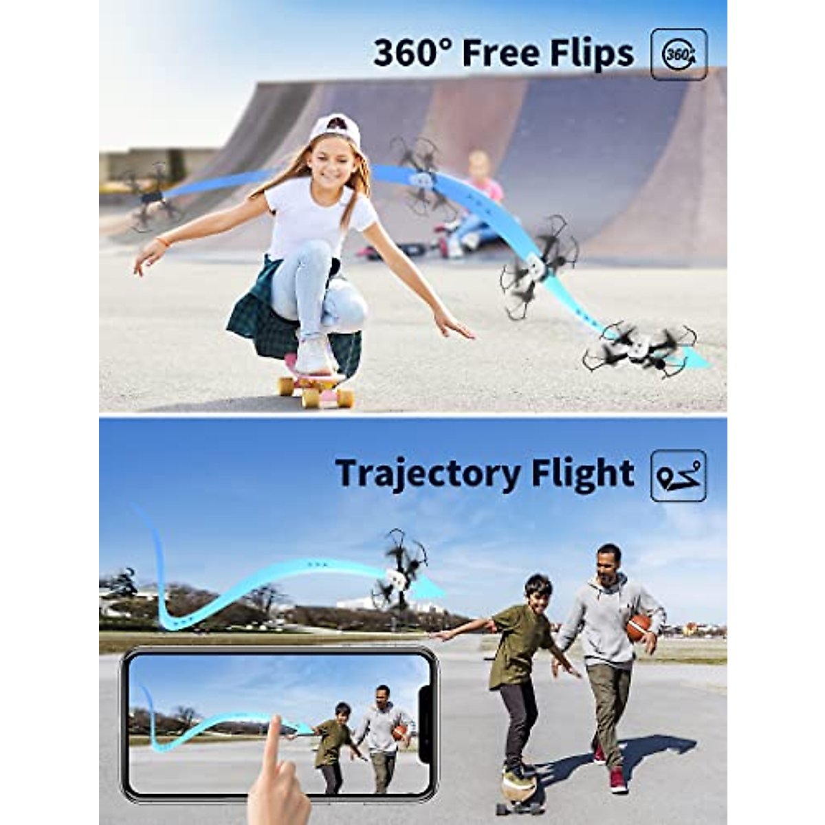 Drones with Camera for Adults/Kids/Beginners - FPV Drone with Camera 1080P Live Video Drones for Kids with 1 Key Fly/Land/Return Design Drones for Adults with 360° Flip/Custom Path/164fts Range RC Drone with Voice/Gesture/Gravity Control Gift Ideas