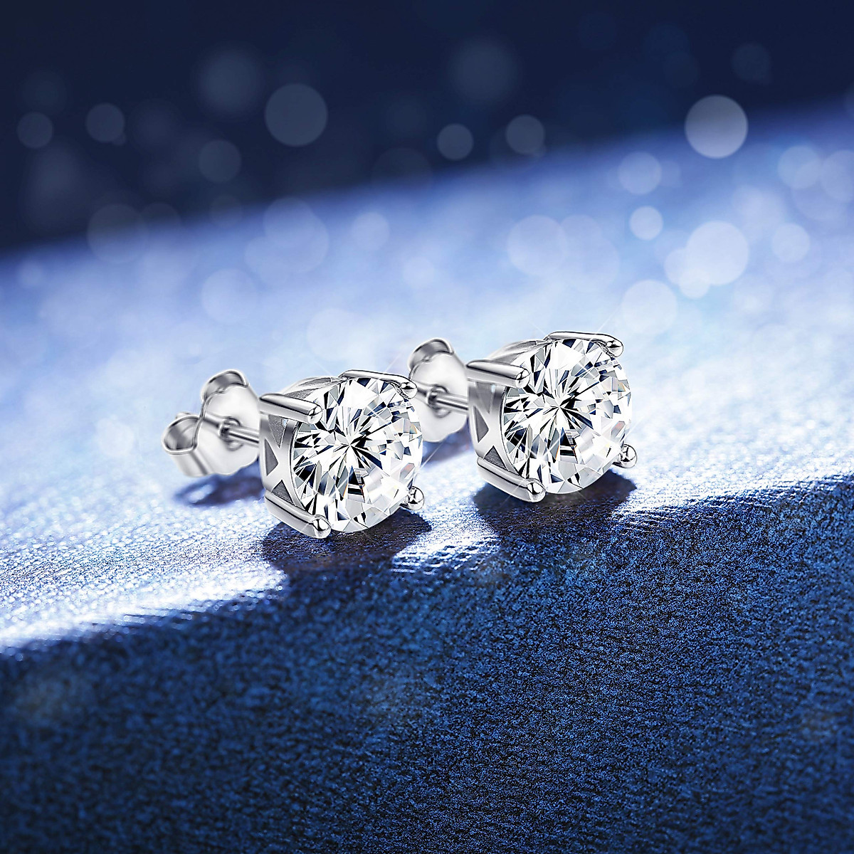 Jstyle Stud Earrings for Women 18K White Gold Rose Plated CZ Halo Earrings Created Opal Earrings Set for Sensitive Ears with Gift Box