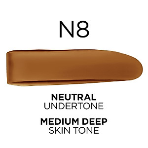 L'Oreal Paris True Match Super-Blendable Foundation, Medium Coverage Liquid Foundation Makeup, N8, Medium Deep, 1 Fl Oz