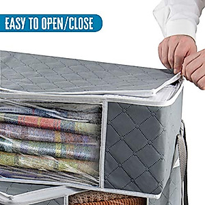 Clothes Storage Bag Large, clothing storage, blanket storage, clothes storage bags, Breathable and Moisture Proof, Clothes Storage Containers, Collapsible Storage Bins, Reinforced Handles - 4 Pack