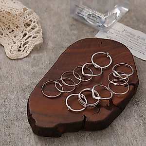 Long tiantian Sterling Silver Stackable Rings for Women Non Tarnish Trendy Stacking Rings Sets Vintage Knuckle Rings Stocking Stuffers for Christmas Gifts