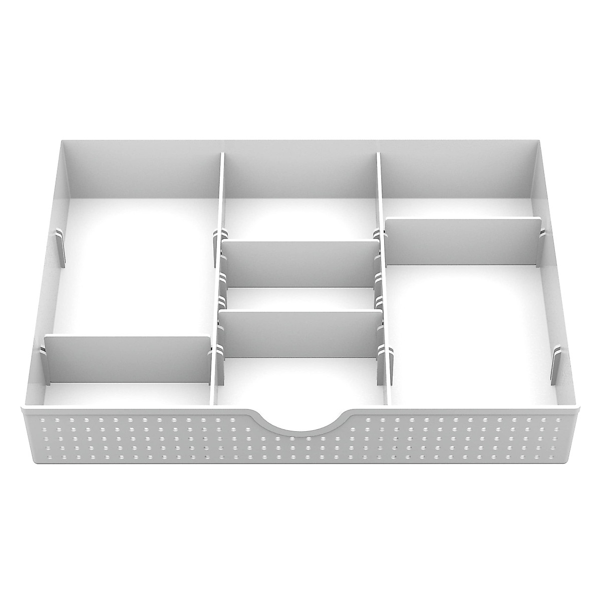 CAXXA 3 Slot Drawer Organizer with Two Adjustable Dividers - Drawer Storage 5 Compartments Junk Drawer Organizer for Office Desk Supplies and Accessories, White