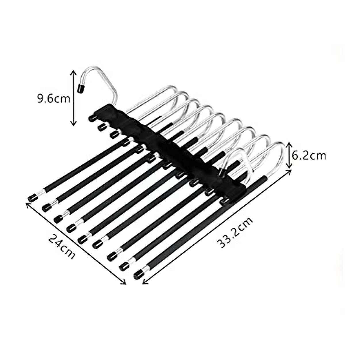 DIFENLUN Trouser Rack,2 Pack,5 Layer Multifunctional Trouser Rack,Space-Saving Stainless Steel,Non-Slip Design,Suitable for Pants Skirt Scarf,Magic Hangers(Black)