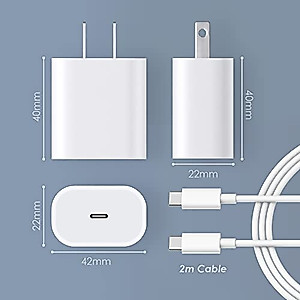 20W USB C Fast Charger,Compatible with iPad Pro 12.9inch 6th/5th/4th/3rd; iPad Pro 11inch 4th/3rd/2nd/1st; iPad Air 4/5th; iPad 10th;Ipad Mini 6th, PD Wall Charger with 6.6ft USBC to C Charging Cable