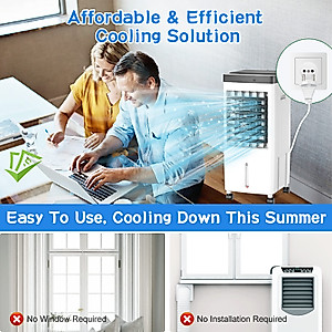Air Conditioners,2024 Upgraded Portable Air Conditioner with 3 Gal Water Tank, Air Conditioner Portable for Room with 6 Ice Box, 3-in-1 Super Wind Quiet Swamp Cooler, AC for Room/Bedroom/Garage