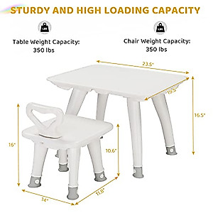 JOYMOR Kids Table and Chairs Set of 3, HDPE Material Ideal of Snack, Game, Craft, Art, Meal, White, 3 Piece Set