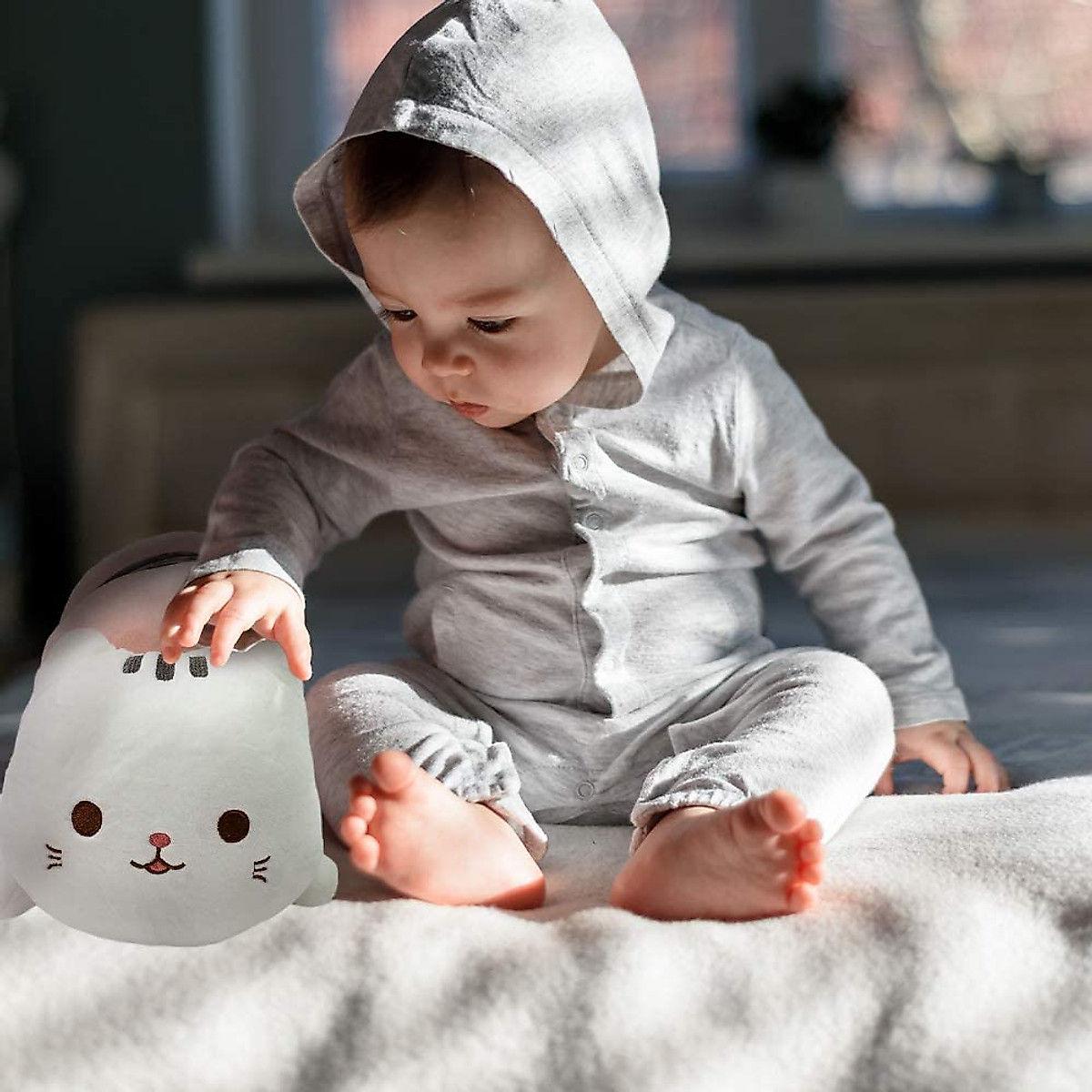 MINISO 14'' Sushi Cat Plush, Kawaii Stuffed Animal, Soft Body Pillow, Kitten Doll, Big Valentine's Day Gift (Salmon)