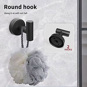 23.6 in Towel Bar Set, 5 Piece Matte Black Stainless Steel Bathroom Hardware Set Include Towel Bar, Toilet Paper Holder, Towel Ring, 2 Robe Towel Hooks, Bathroom Accessory kit