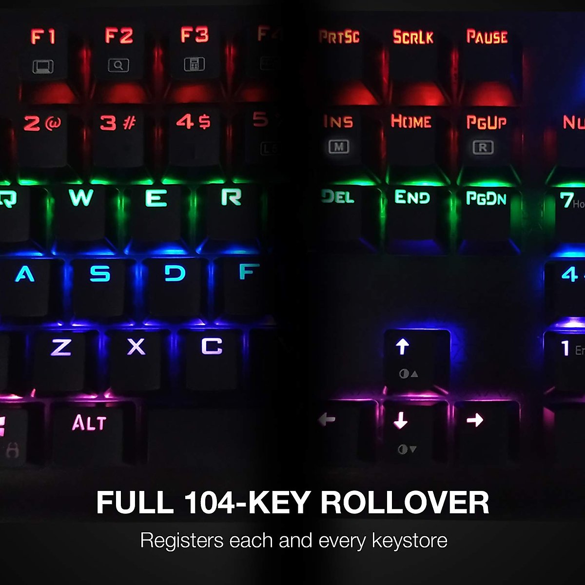 Mechanical Keyboard, E-YOOSO K600 LED Rainbow Backlit Mechanical Gaming Keyboard 104 Key Gamers Keyboard PC Computer USB Wired Gaming Keyboard Brown Switches (Black)