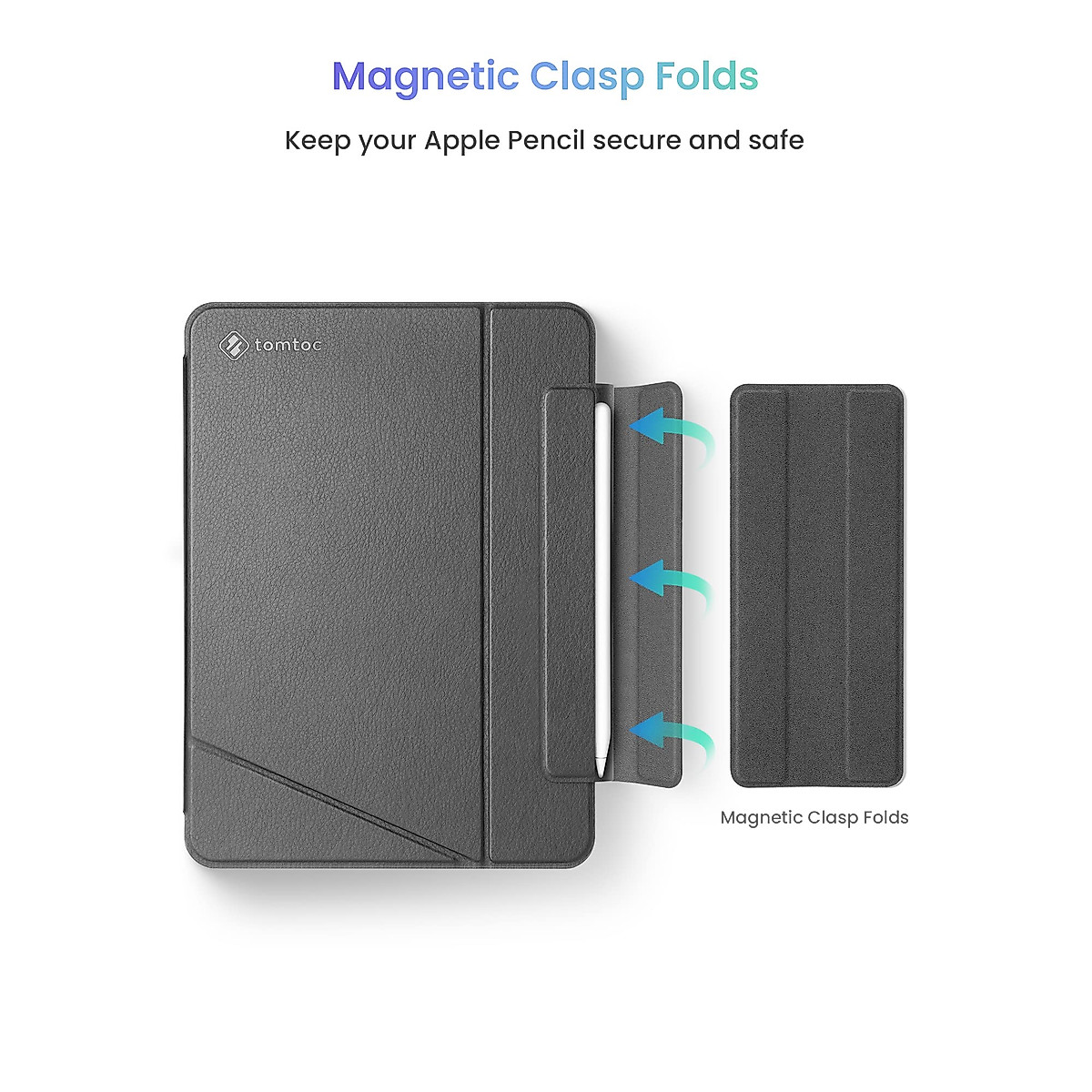 tomtoc Smart Folio Cover for 10.9-inch New iPad Air 5th Gen 2022, 11-inch iPad Pro 3/2/1, Ultra-Slim Lightweight Magnetic Protective Shell Stand Case with Multi-Viewing Angles, Auto Wake/Sleep, Black