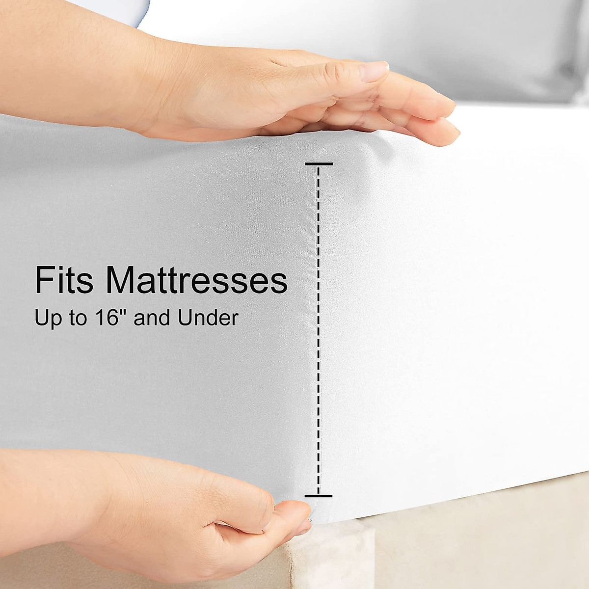 YIYEA Fitted Sheet Only, Premium Double Brushed Microfiber Deep Pocket Fitted Sheet Twin Size, Ultra Soft Fitted Bottom Sheet, Shrinkage, Fade Resistant, Twin, White