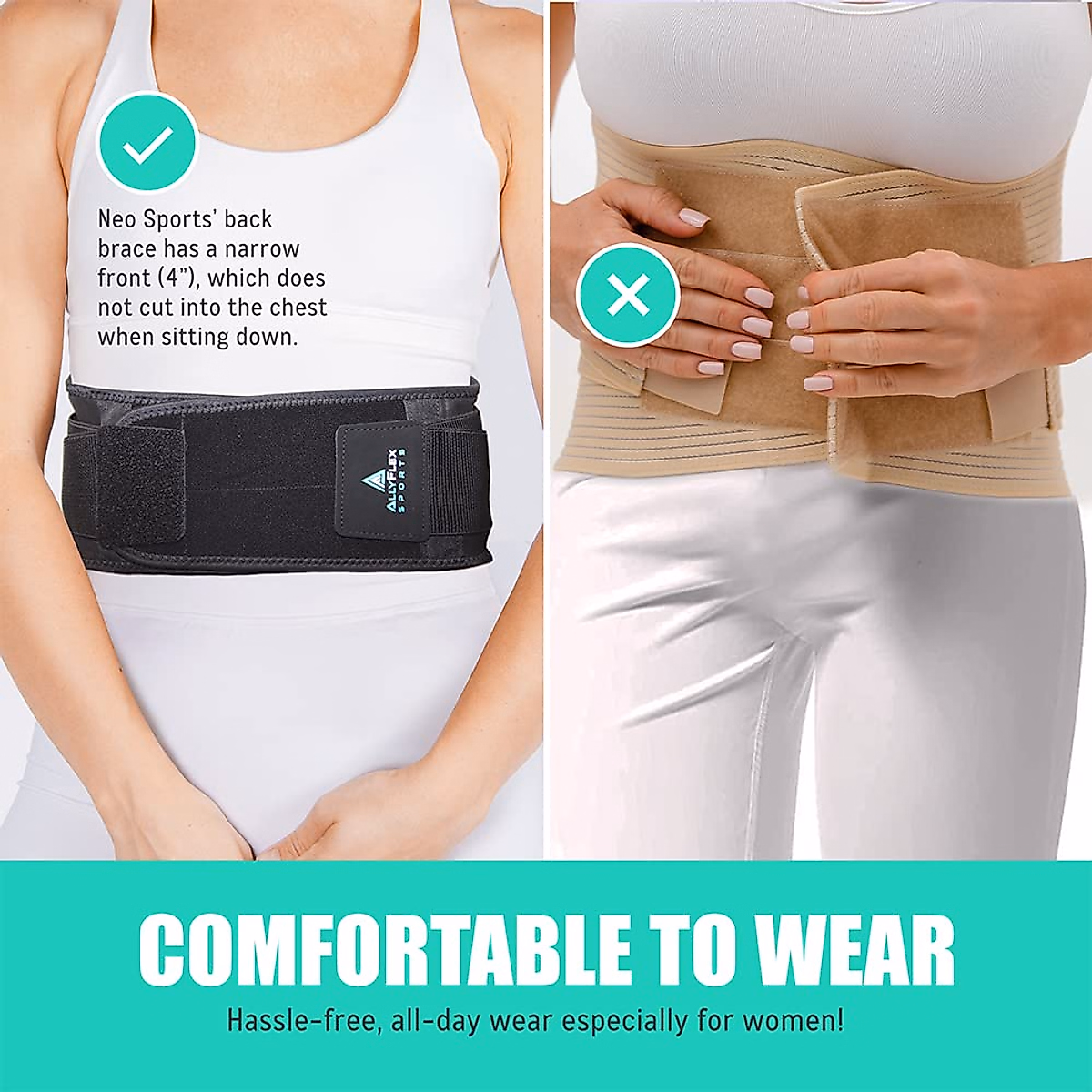 AllyFlex Sports - Back Brace for Lower Back Pain, Back Support Belts with Adjustable Strap, Breathable Lumbar Support Belt with 3D Lumbar Pads, Slim Fit Lumbar Brace, Medium