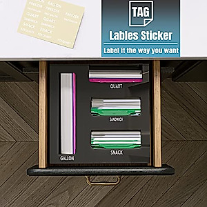 Neatsure Ziplock Bag Storage Organizer, Acrylic Magnetic Kitchen Dispenser for Drawer or Refrigerator, Plastic Bag Holder Compatible with Ziploc, Solimo, Glad, Hefty for Gallon, Quart, Sandwich, Snack & Variety Size Bags