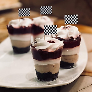 Super Z Outlet 100 Pack Mini Checkered Racing Flag Finish Line Cupcake Toppers Party Decorations Picks Set (2.5 Inches Tall)