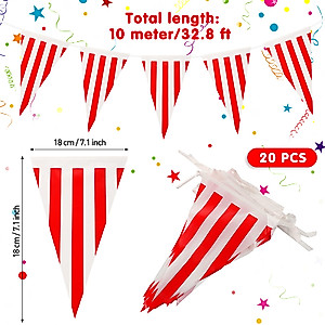 Tatuo Halloween Table Skirt Circus Pennant Bunting Flags Banner Wedding Carnival Circus Decoration Red White Striped Table Cloths for Christmas Birthday Theme Party Festival Celebration Supplies