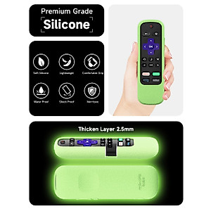 Roku Voice Remote Cover for Roku RC580,Select Series HD TV 2024,Stick 4k+,RCA1R 2022,RCAL7R Remote Shockproof Silicone Protective Case for Streaming Stick 4K with Remote Loop(Glow Green)