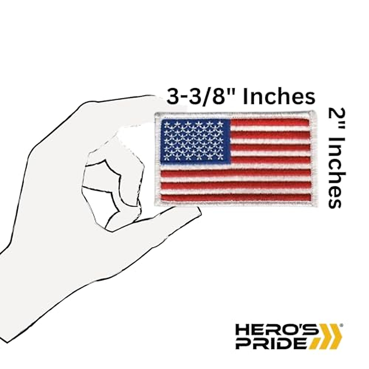 6 Pack Hero's Pride Tactical American Flag Patches - 3-3/8" x 2" Embroidered USA Uniform Emblem Patch - Sew On Designed for Military and Tactical Clothing - Reverse USA Flag (6 Pieces)