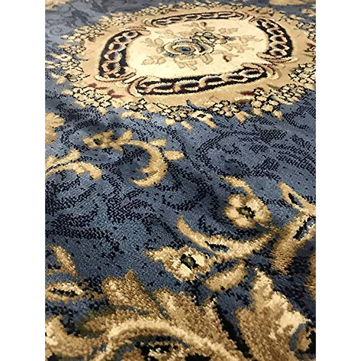 Traditional Octagon Oriental Floral Aubusson Area Rug Persian Light Blue Burgundy Beige Design 602 (4 Feet X 4 Feet)