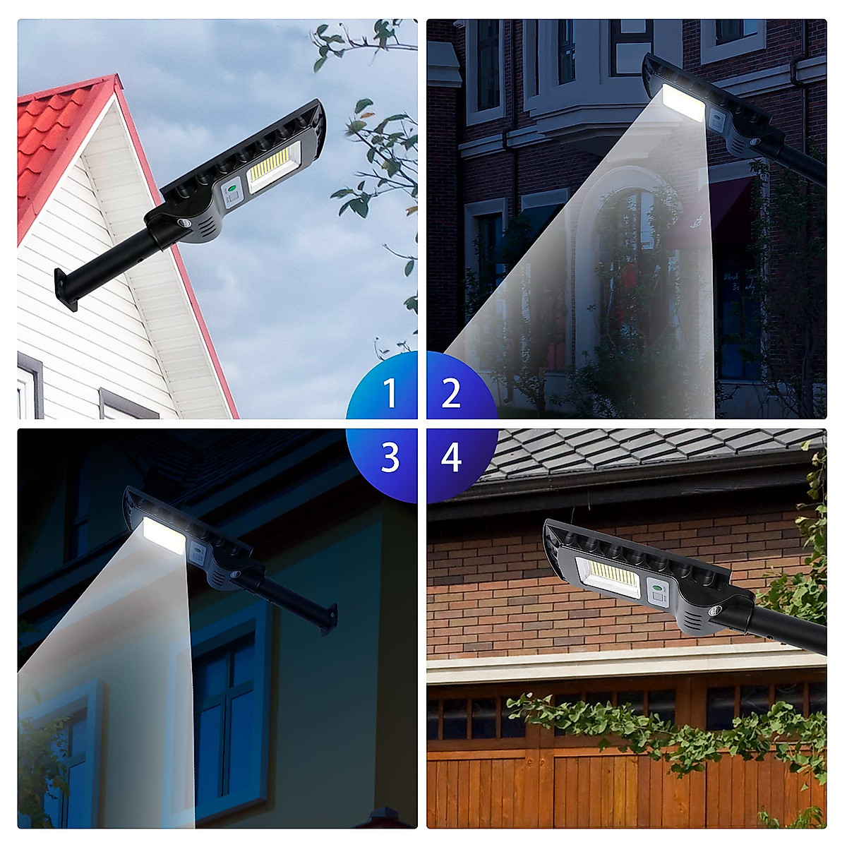 CYBERDAX Solar Integrated Street Light Outdoor, All-in-One Solar Lamp with Remote Control with Radar Motion Sensor Built in for Garden, Paths, Wall-Mounted, Warehouse, Corridor (60)