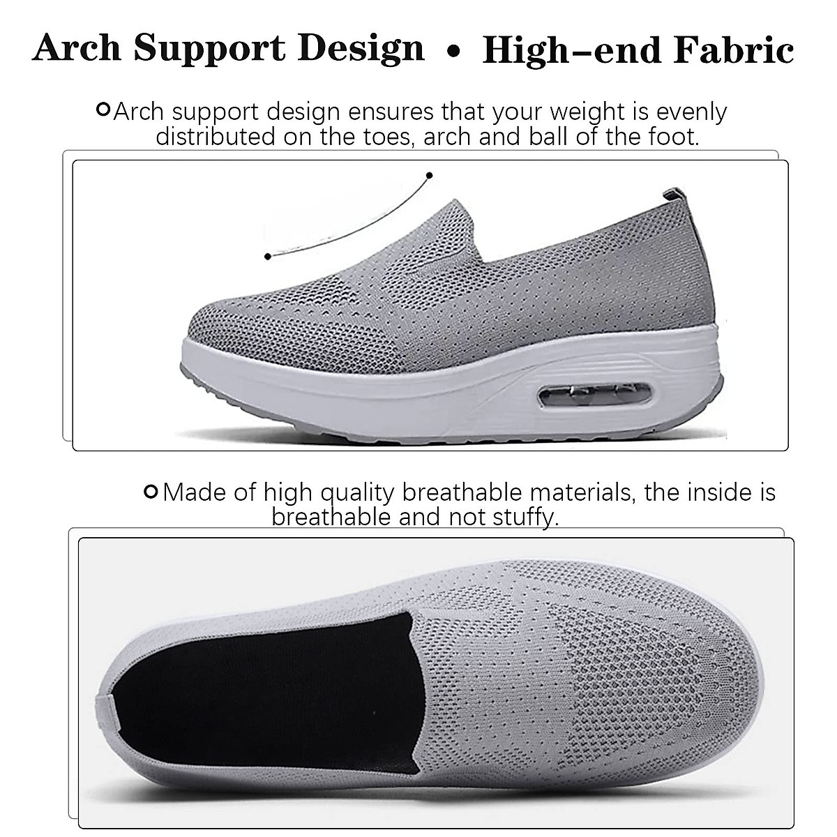 BE OVER QUALITY Women's Orthopedic Sneakers, Slip-On Light Air Cushion Orthopedic Sneakers, Womens Orthopedic Sneakers Black