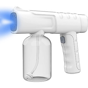 KOJEO Professional Electric Sanitizer Sprayer Machine, Rechargeable Disinfectant Fogger Machine 250ML, Cordless Handheld Nano Steam Gun – Spray Gun with Blue Light for Touchless Sanitization