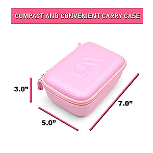 CASEMATIX Camera Travel Case Compatible with PROGRACE, Ourlife, Dragon Touch and More Waterproof Toy Camera Video Recorders - Pink Case for Toy Action Camera and Accessories